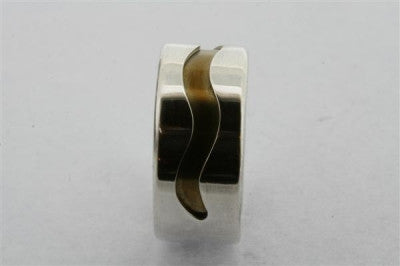 Swerve titanium/silver ring - earth - sterling silver and titanium ...
