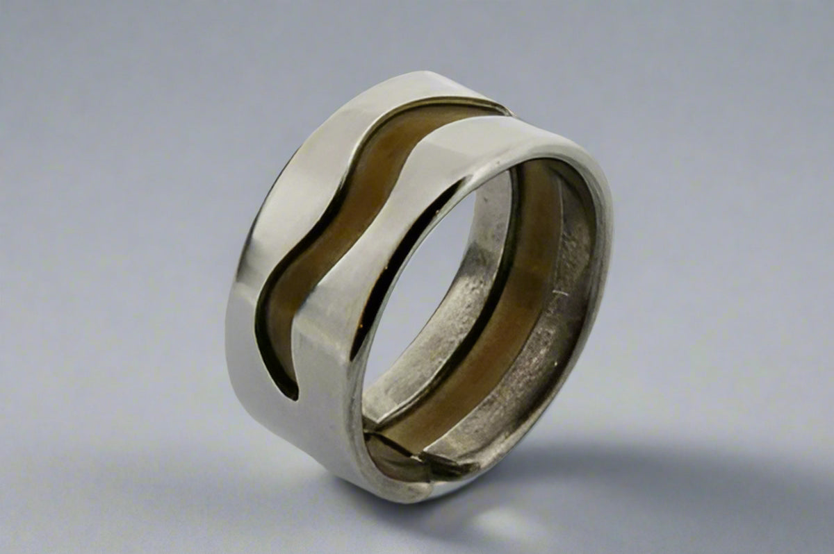 Swerve titanium/silver ring - earth - sterling silver and titanium ...